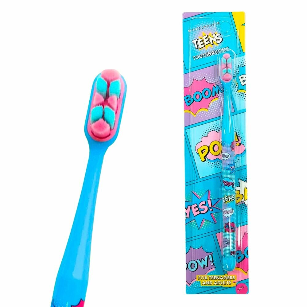 Зубная щетка для подростков MontCarotte TEENS blue, голубая, мягкая