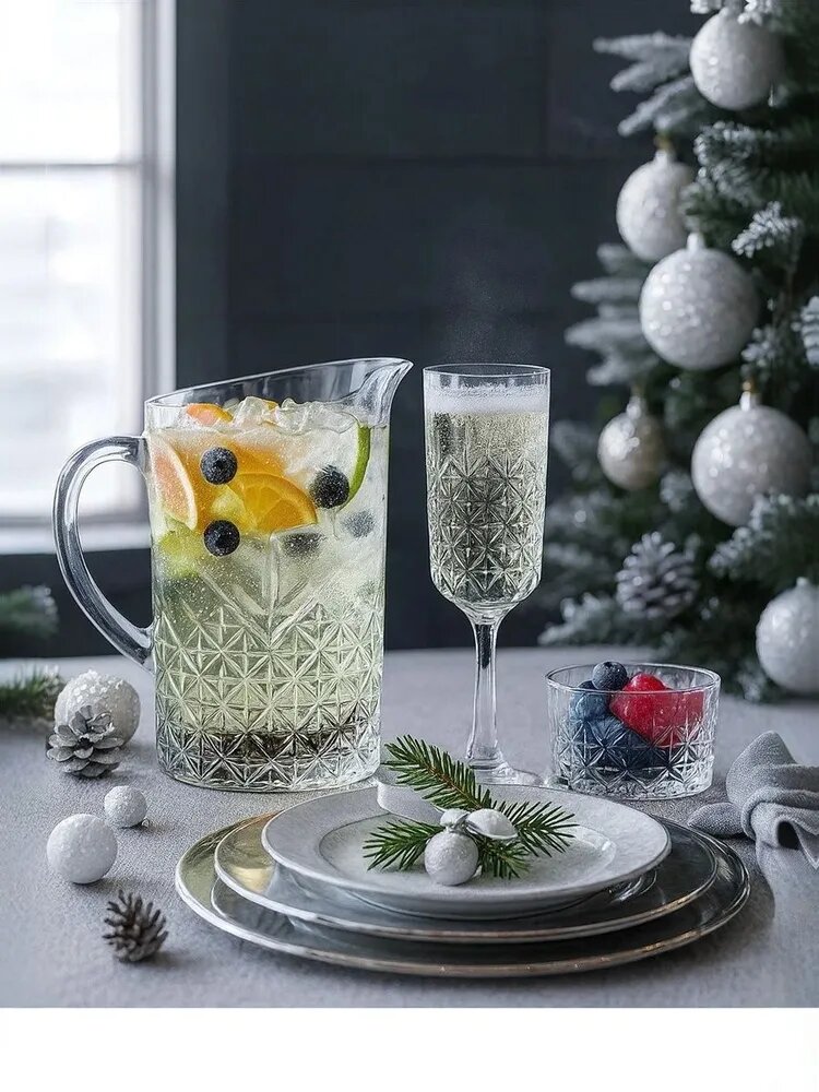 Кувшин, графин без крышки Pasabahce "Таймлесс" 1,44 л, с рисунком. Ударопрочное стекло. Timeless Турция