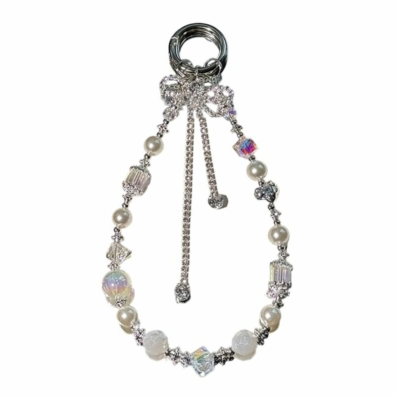 Бант из бисера, инкрустированный красными хрустальными бусинами, короткий ремешок для мобильного телефона, брелок-подвеска-белый-стиль 4