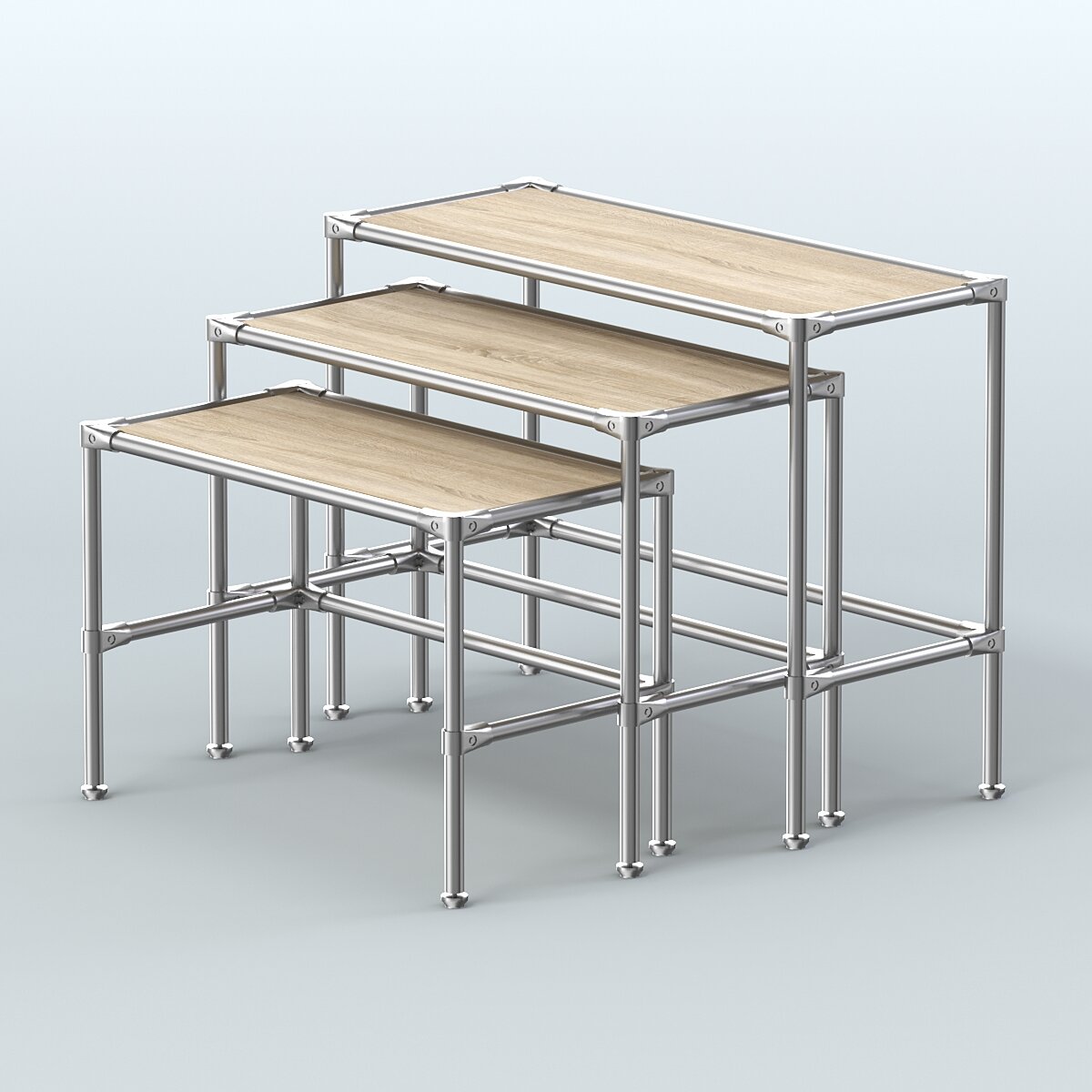 Комплект столов №1-4 с полками ДСП 16мм, Дуб сонома. Производство товара - компания ТОБ.