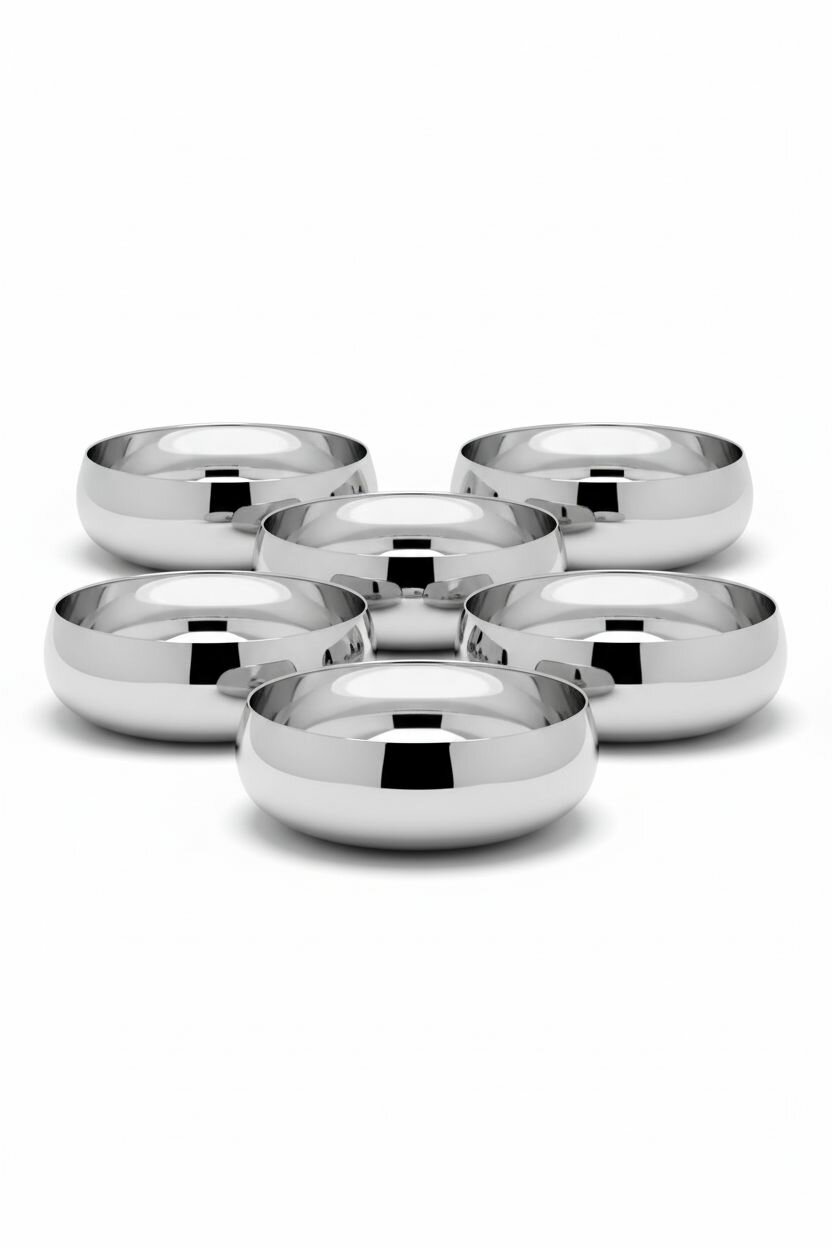 Чаши стальные Барон 12 см, 6 штук, универсальные для десертов и порционных блюд от Zepter