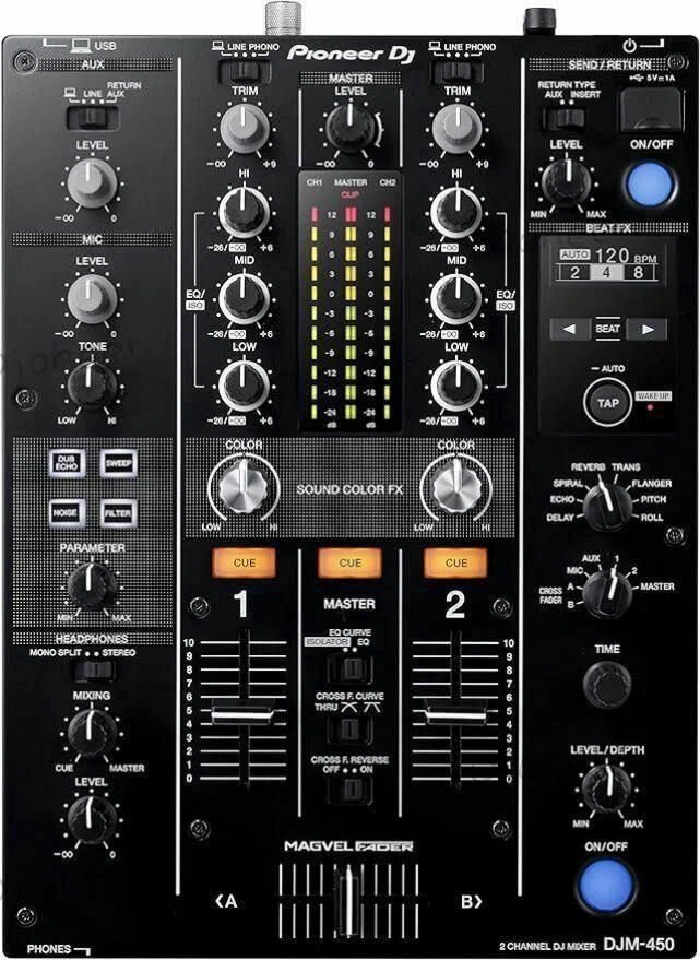 Микшерный пульт Pioneer DJ DJM-450, профессиональный, 2 канала, черный