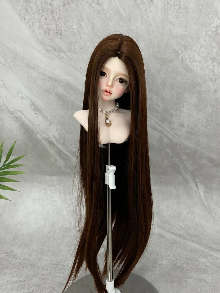 Кукольный парик, подходит для куклы BJD 1/3, размер головы 22-23 см, Темно - коричневый