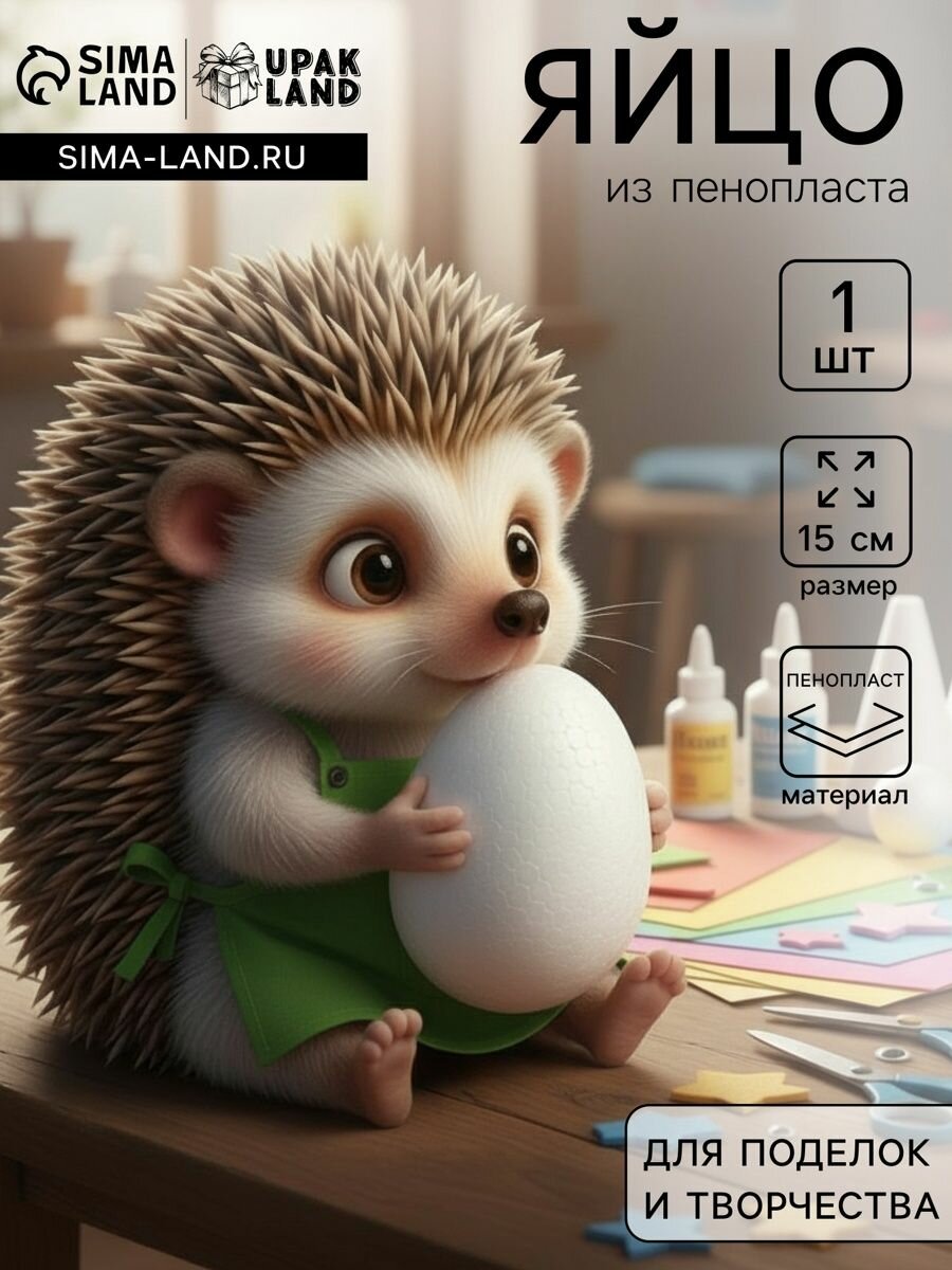 Фигуры, заготовки из пенопласта для творчества, яйцо из пенопласта, 15 см, 1 шт