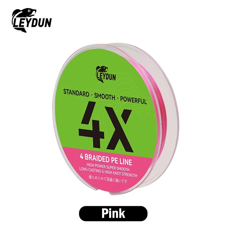 LEYDUN Рыболовная леска 4 нити 150м Розовый, 0.8-0.14mm-13.4lb, Pink-100m
