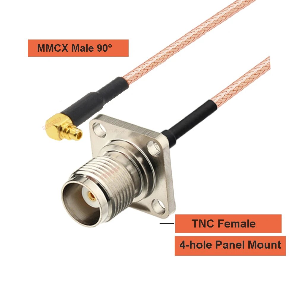 BEVOTOP Коаксиальный кабель TNC-MMCX RG316 10см 15CM, TNC F PM to MMCX M90