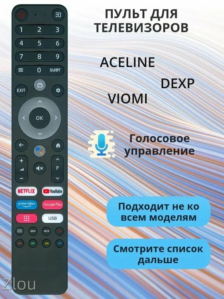 Пульт голосовой DP-V2 для телевизоров Aceline, DЕXP, Viomi
