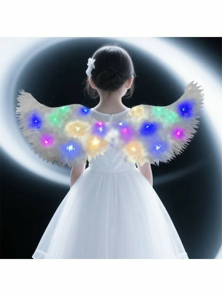 Крылья ангела феи детские для девочки белые светящиеся