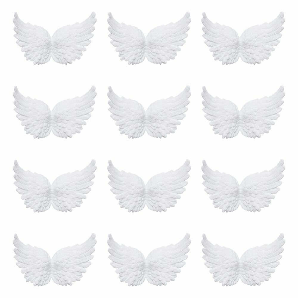 12 шт. 3-дюймовые 3D мини-крылья ангела из белого пера, пластиковые нашивки для аппликации на елку, декор для рождественских игрушек и праздничных поделок