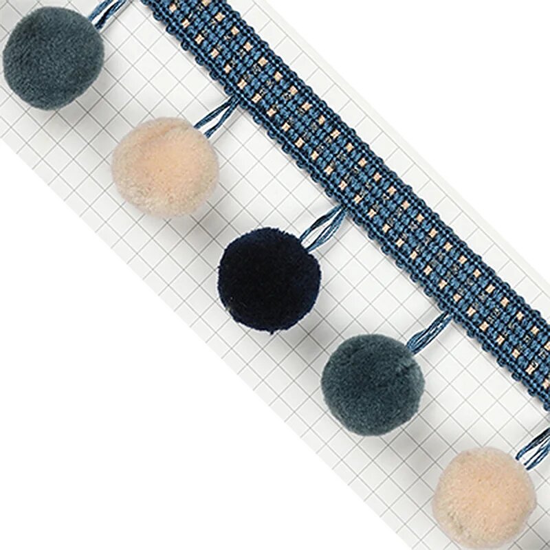 Кружевная отделка с помпонами 2 м Темно-синий, 5