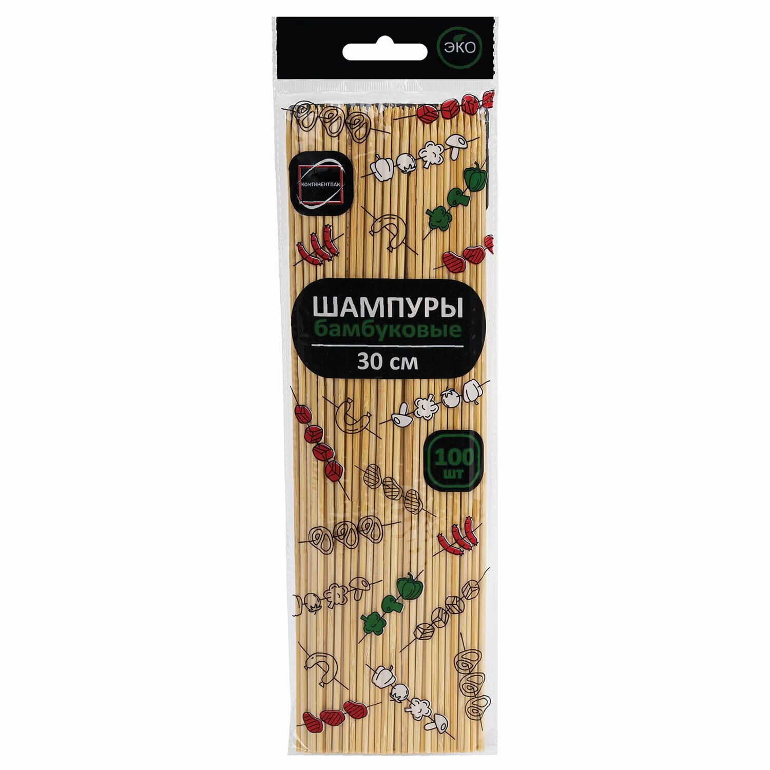 Шпажки-шампуры для шашлыка бамбуковые 30 см, 100 штук, КП, 117225, 4шт.