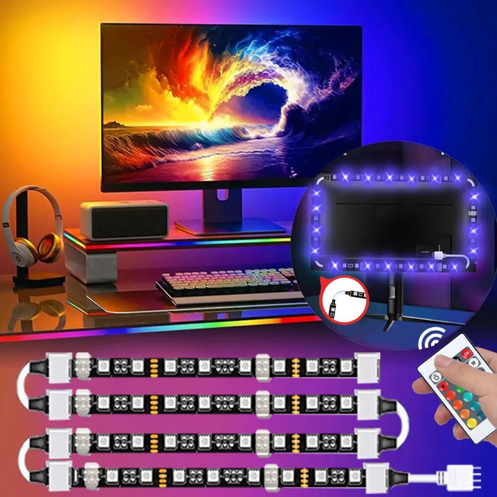 Светодиодные Ленты RGB Для Подсветки Телевизора, USB 5В, 30 Светодиодов/метр, С Пультом Дистанционного Управления