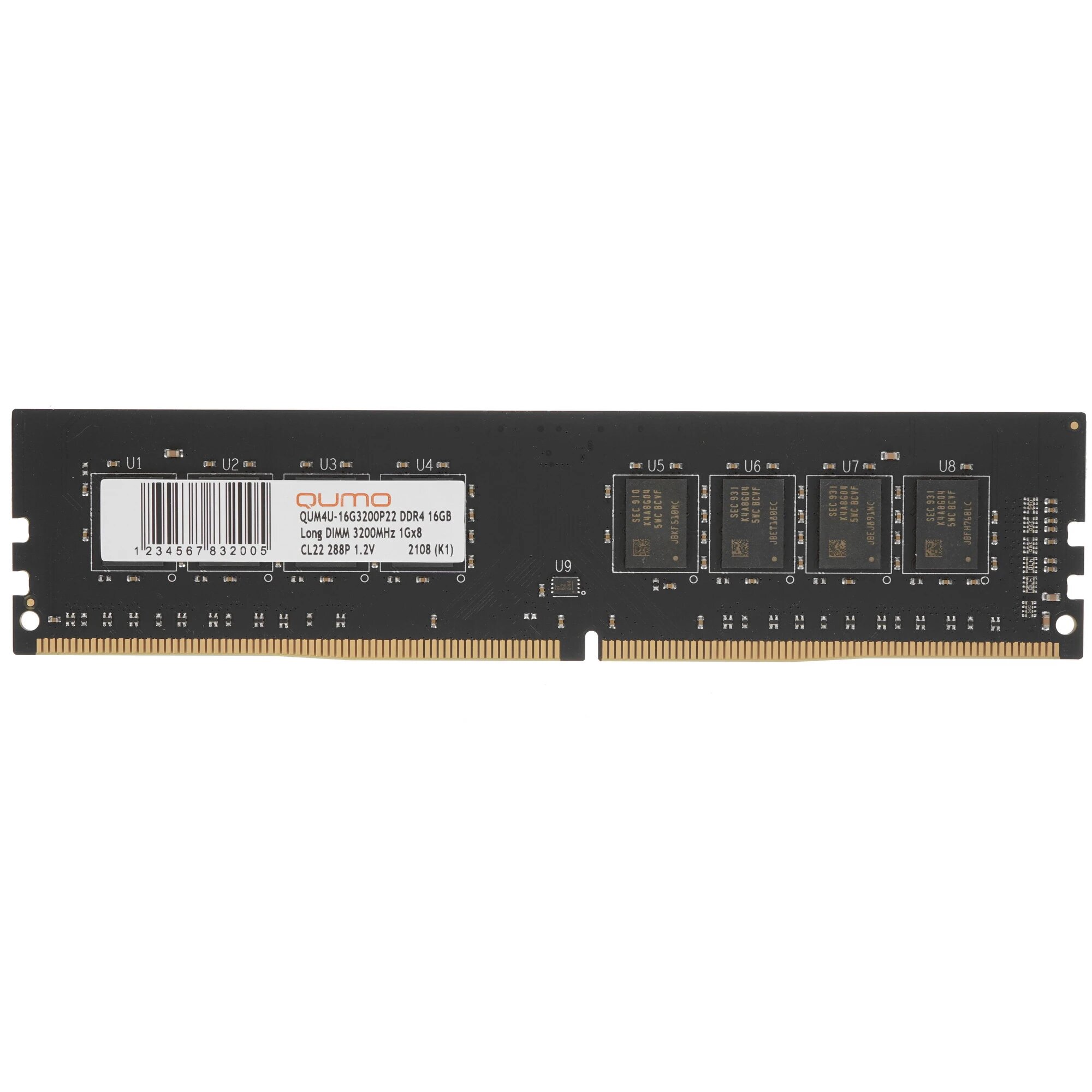 Модуль памяти DDR4 DIMM 16384Mb DDR3200 CL22 Qumo (QUM4U-16G3200P22)