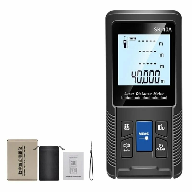 (1шт) Лазерный дальномер, высокоточная портативная лазерная линейка, электронная инфракрасная измерительная линейка, дальномер-40м
