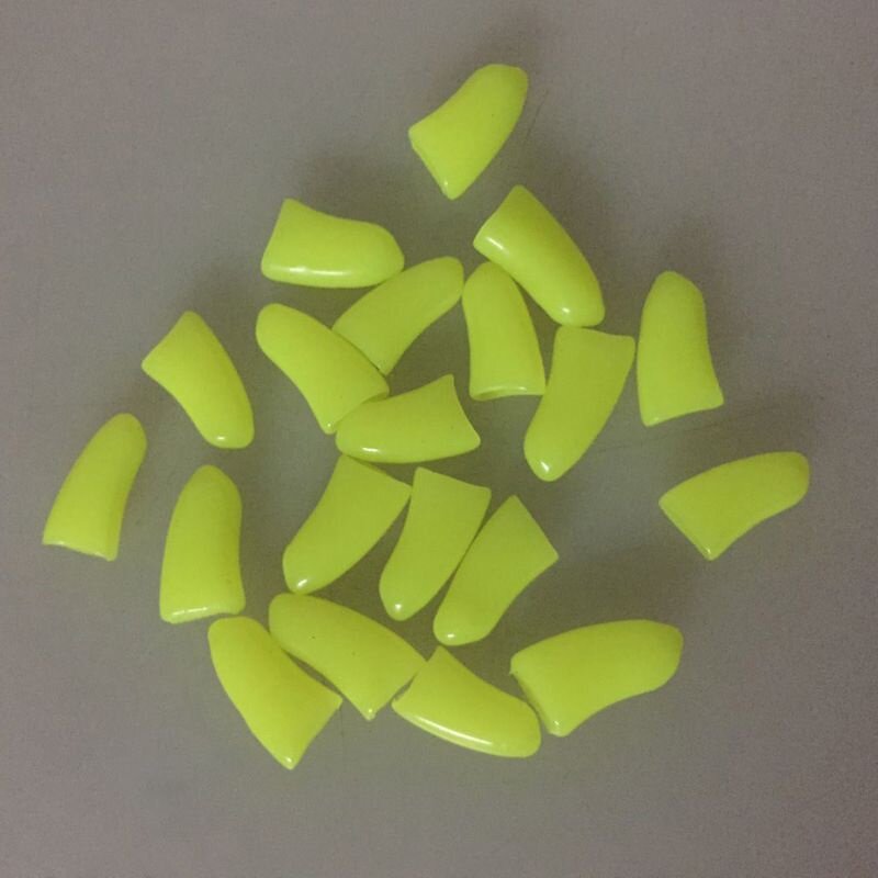 20 шт. Защитные капы для ногтей собак и кошек из прочного материала с комфортным дизайном для лап, лимонно-желтые - XS