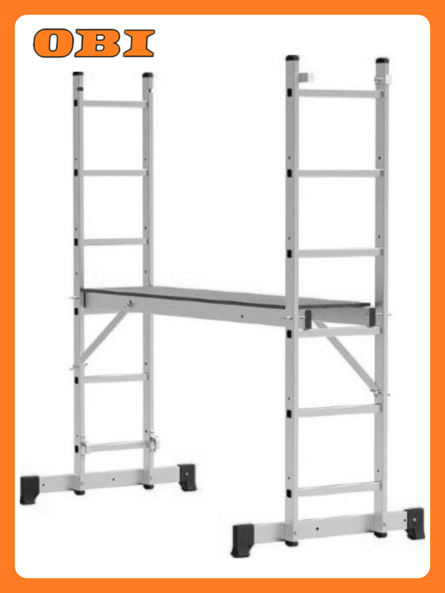 Лестница-помост WORKY, 2 секции, 6 ступеней, максимальная нагрузка 150 кг, складная, серебристая