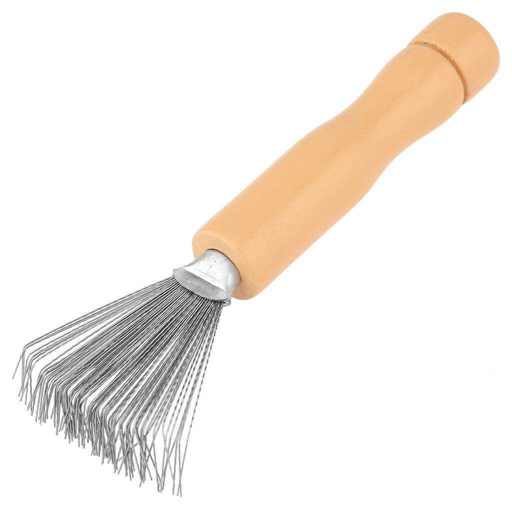 Щетка для чистки расчесок и брашингов КНР 11х3,7х1,5 см, щетина - металл, пластмассовая ручка (KZ-736)