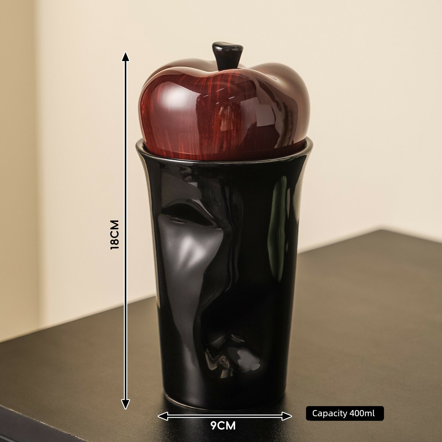 Ручная керамическая кружка в форме яблока с герметичной крышкой, подходящая для ежедневного использования кофе или чая