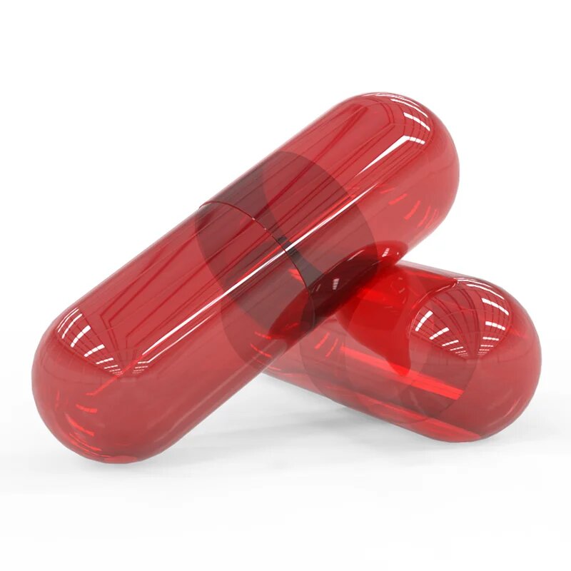 Пустые желатиновые капсулы для таблеток Size 00 0 1 2 3 Size 1, Clear-Red Joined