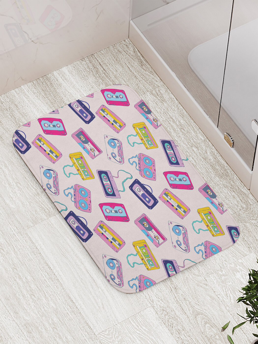 Коврик для ванной комнаты, туалета "Пленочные кассеты" противоскользящий, 52х77 см, JoyArty