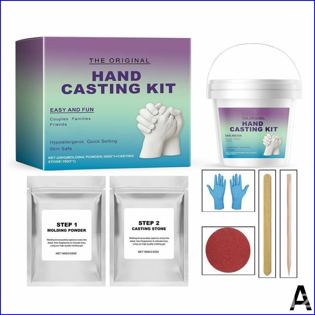 Набор для DIY 'Порошковый слепок рук' Создайте реалистичную копию ладоней (гипс+краски)