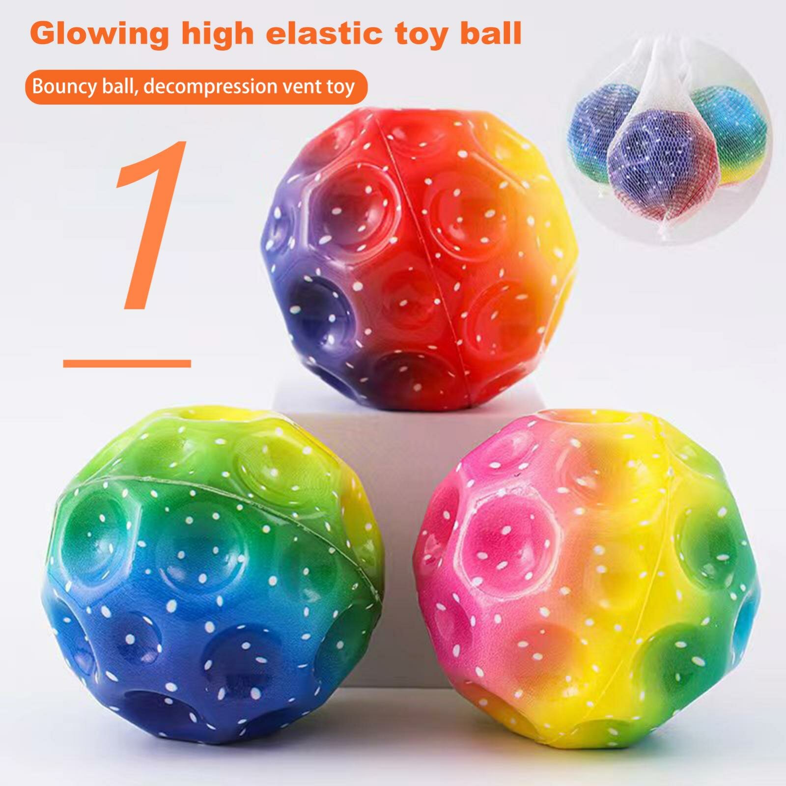 Высокоэластичные перфорированные мячики для досуга и развлечений, изготовленные из ПУ-пены. Мячики для снятия стресса в форме цветных лунных камней для студентов.