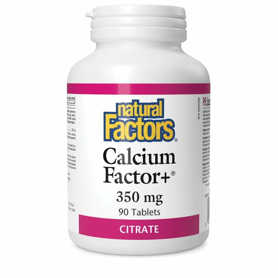 Natural Factors, Calcium Factor+ Citrate, Кальций цитрат для костей и зубов в таблетках, 350мг, 90 шт.