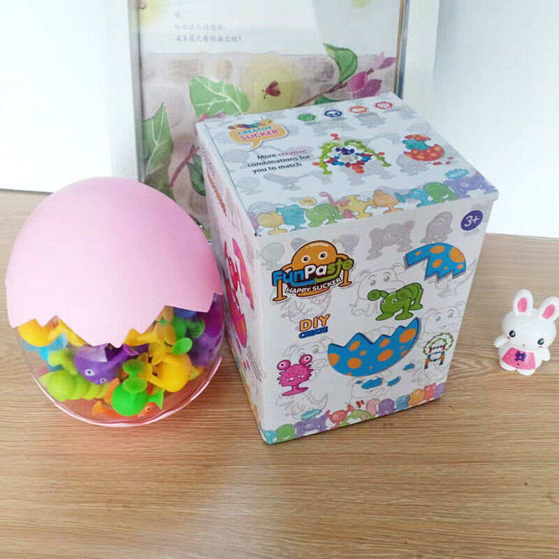 Кросс-бордерный популярный животный суction doll DIY пазл sticky sucking мультяшная модель животного имитация цветная коробка скорлупа животного 38 штук смешанный пакет