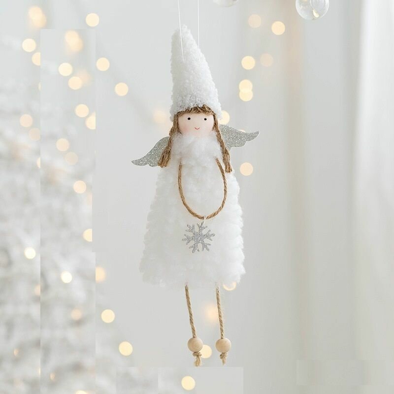 Рождественский ангел белый, кулон для девочек, плюшевая кукла-ангел, украшение на елку, кулон, новогодние украшения