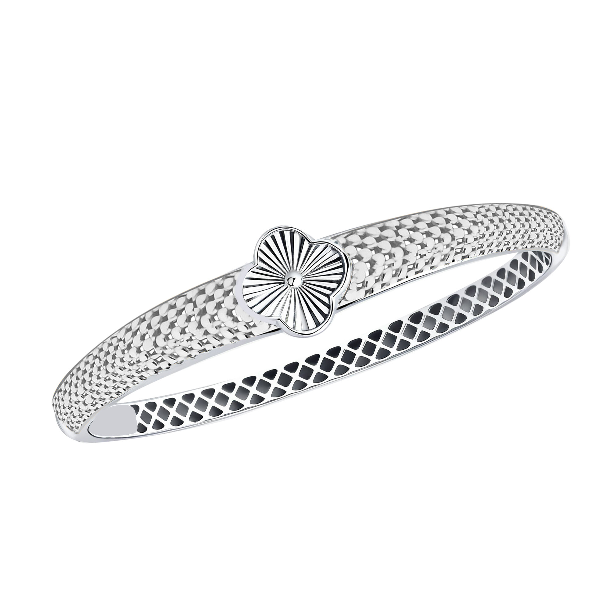 Жесткий браслет, серебро, 925 проба, родирование