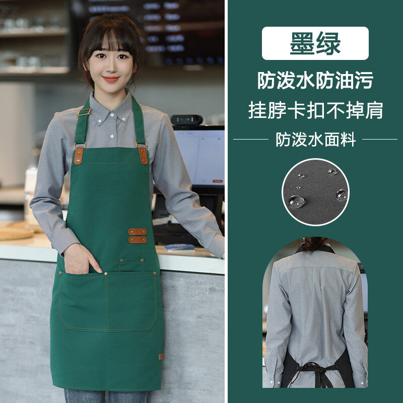 Новый водонепроницаемый и маслостойкий фартук с индивидуальным логотипом, печатный холщовый рабочий фартук, грязеотталкивающий кухонный рекламный фартук с перекрестным кроем