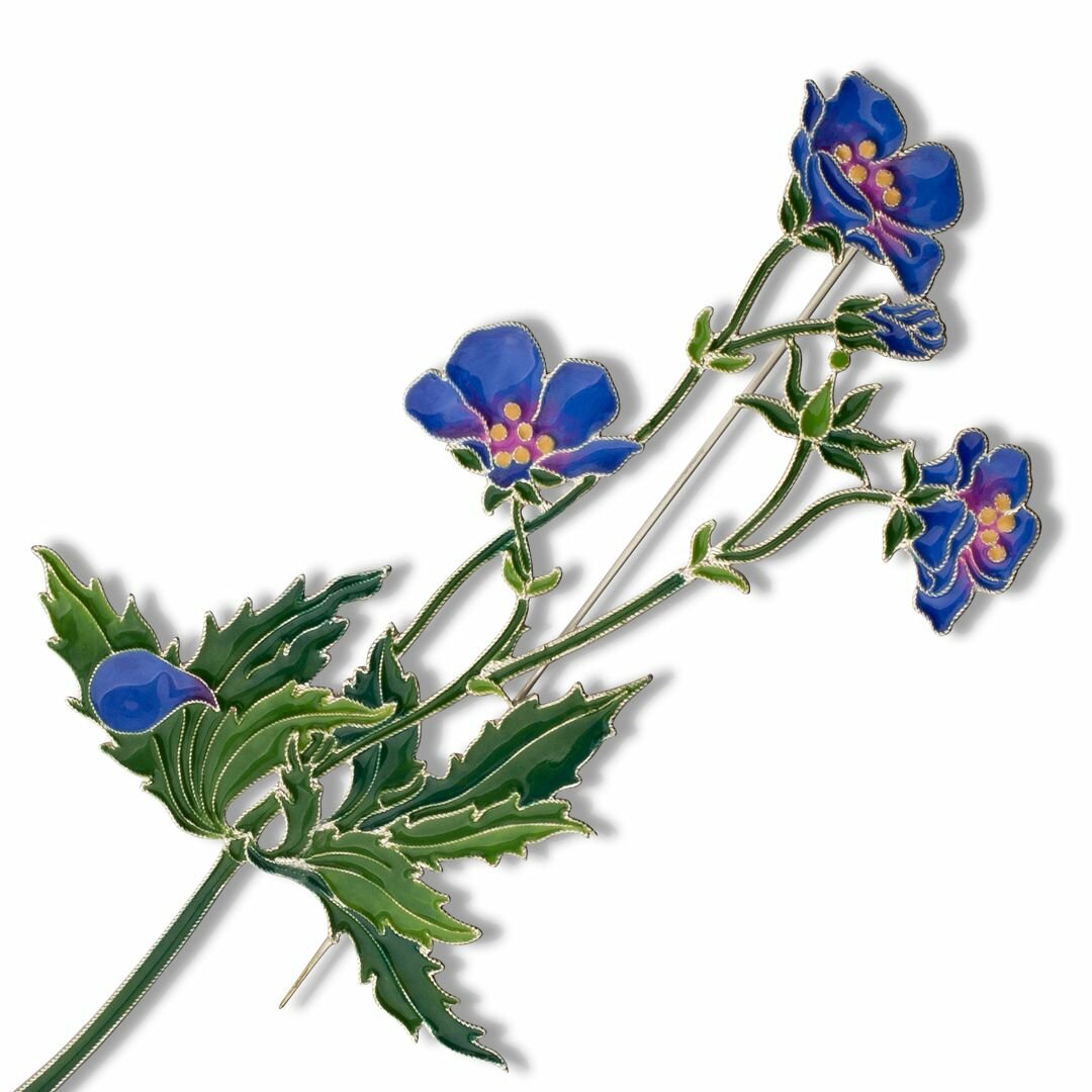 Брошь, серебро, 925 проба, эмаль