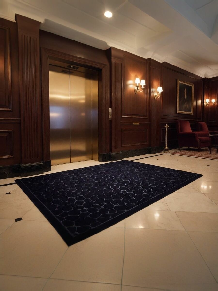 Галька Морская", 40х60см, чёрный // Коврик придверный влаговпитывающий "Kovrik Line