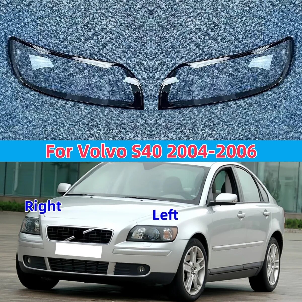Для Volvo S40 2004 2005 2006, корпус фары, крышка абажура, прозрачный абажур для фары, замена оригинальной стеклянной линзы 2PCS Left And Right