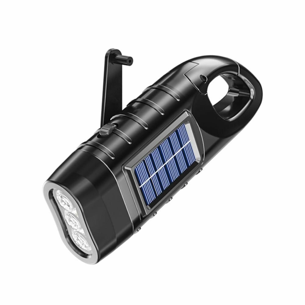 Фонарик, который можно заряжать от солнечной энергии и с помощью ручного генератора.