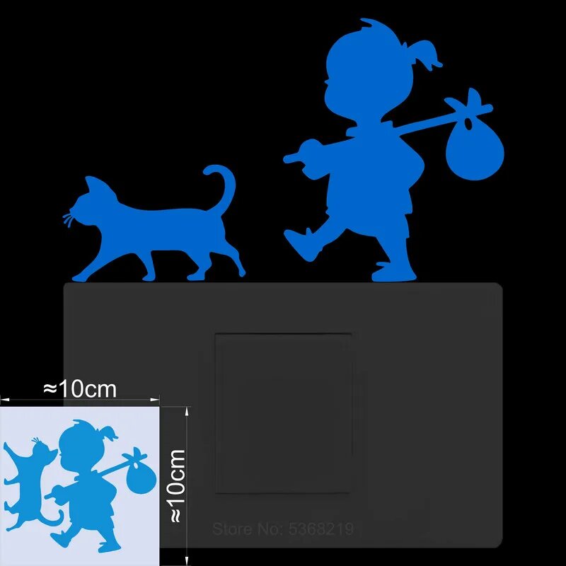 Светящиеся наклейки для детей с изображением кота Синий, LM