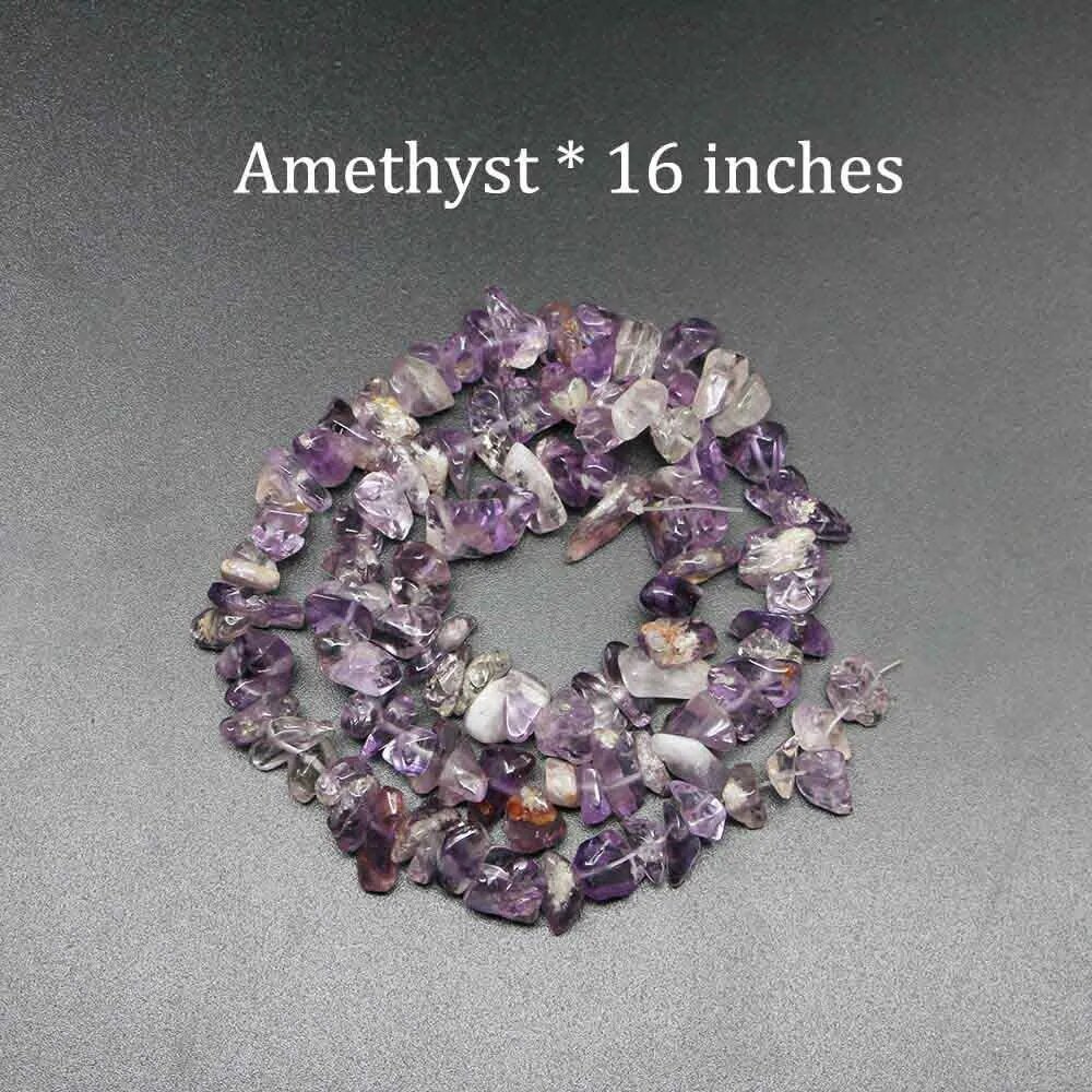 Бусины крошка Горный Хрусталь нить 40 см, 5-8мм, Цвет фиолетовый