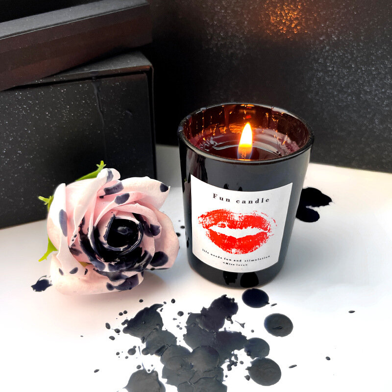 Красные губы, низкотемпературная свеча, безопасный воск, ароматерапия, стеклянная чашка, для новичков, романтический флирт, восковая капля