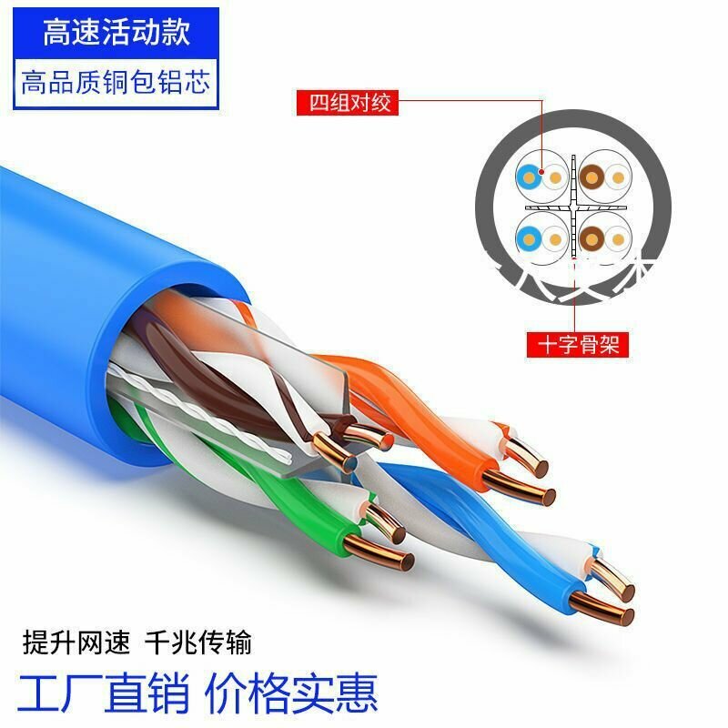 Кабель Ethernet для домашнего использования Cat5e Cat6 Гигабитный наружный высокоскоростной компьютерный широкополосный 8-жильный сетевой мониторинговый кабель с витой парой 10m