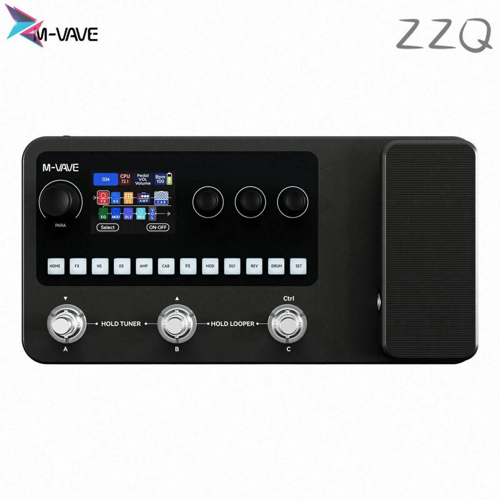 M-VAVE MK20 Гитара/Бас Цифровой процессор эффектов, 10 модулей, 320 эффектов, 120 усилителей, 100 кабинетов, 20с лупер, 128 барабанных ритмов, ANN моделирование для записи, выступления и репетиции. WZR