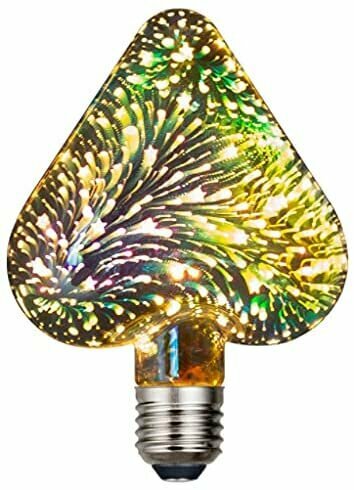 Bulbright 1 Pack LED Vintage Edison Bulb, Star 3W, Filament Bulb 3D Colorful Lamp Bulb, 300 Lumen, 3000K Warm White, Decorative Light Bulb, Medium Base E27, AC85-265V Heart, Glass, CRI Ra>80, 500lm, 50000 Hour, -25 - 40℃, CE, Aluminum Alloy, 4W, 51g,
