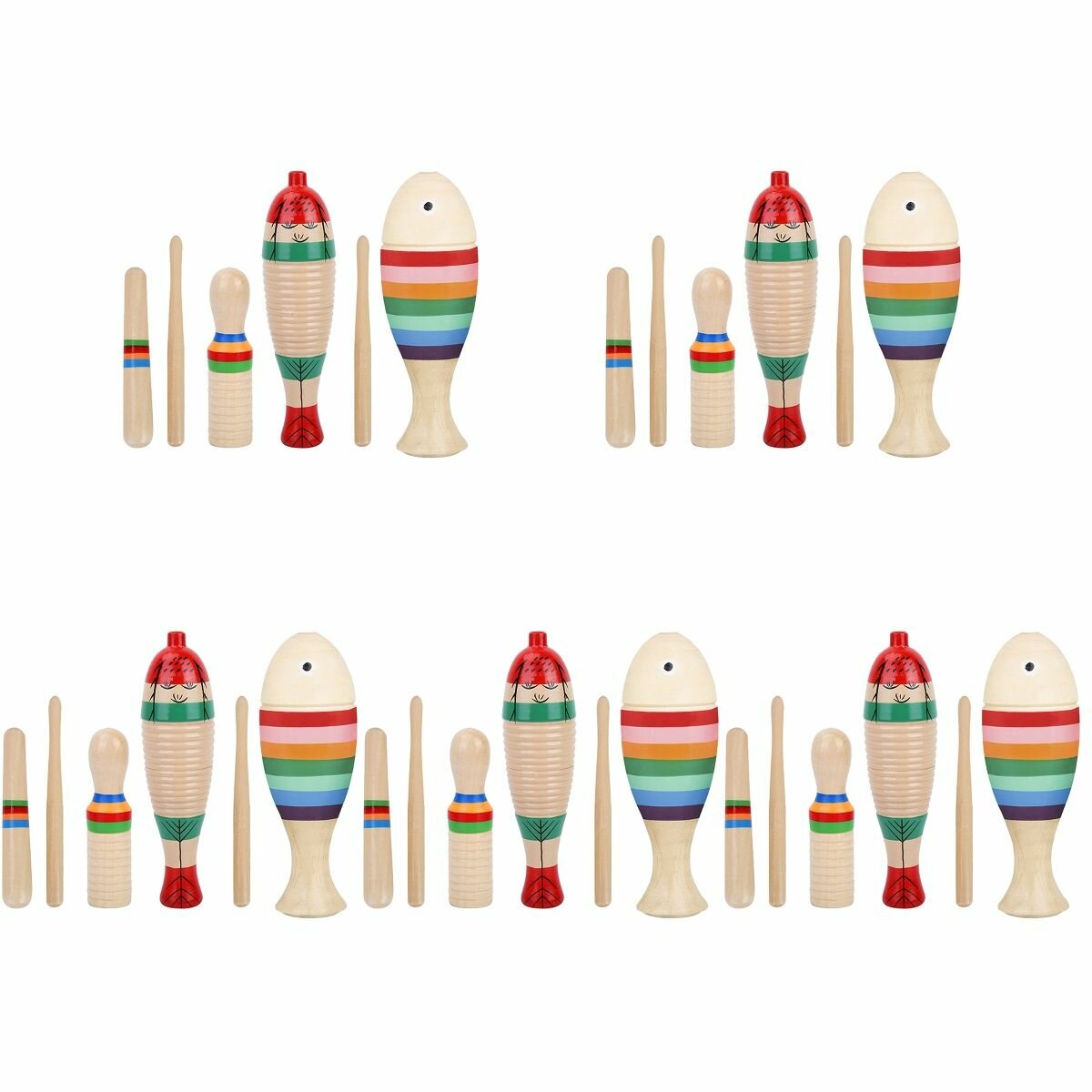 Детские деревянные перкуссионные инструменты гуиро с палочками для декора, 15 комплектов