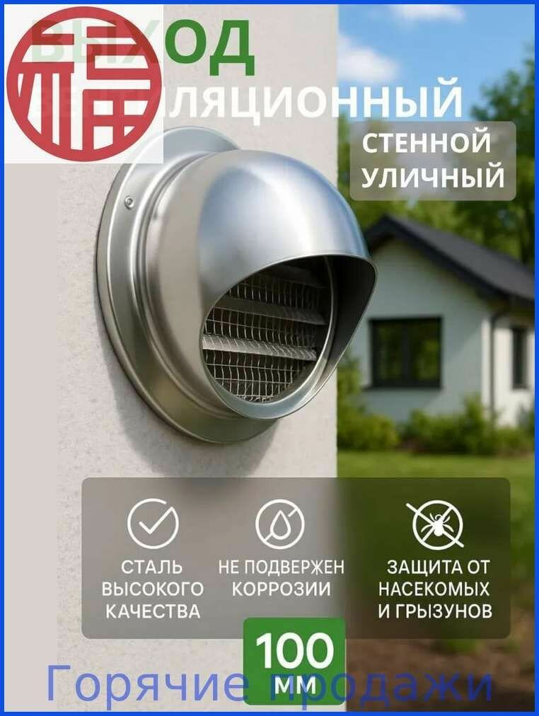 Выход стенной уличный Клапан вентиляционный 100 мм