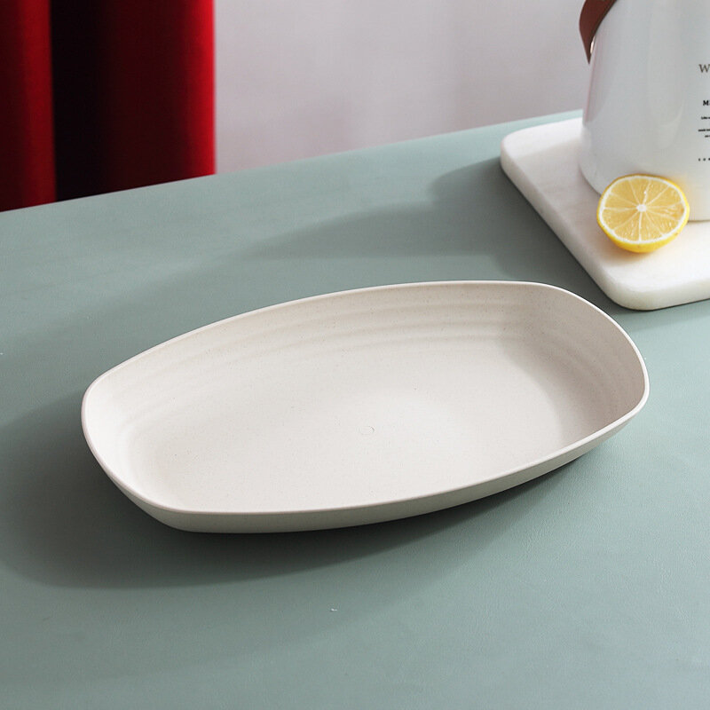 Пшеничная солома Овальная рыбная тарелка ресторан колбасная тарелка бытовой ресторан пластиковая тарелка для фруктовых