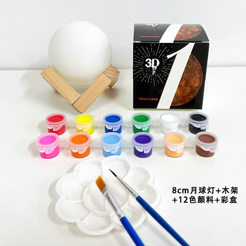 Расписанный вручную лунный светильник-ночник, светодиодный светильник для спальни, лунный светильник, лампа-планета в виде граффити своими руками