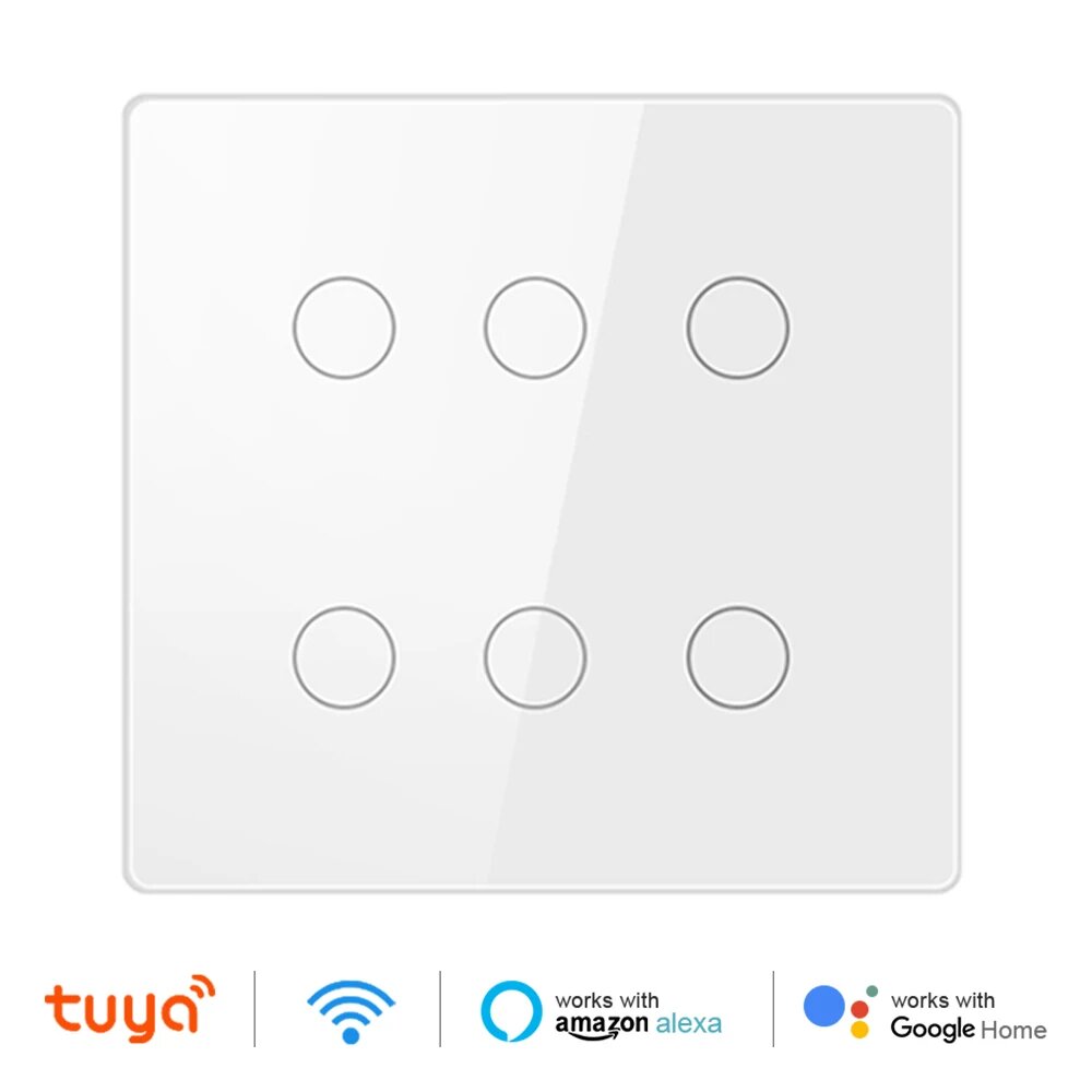 Tuya Smart Life Бразилия 4x4 WiFi сенсорный выключатель 4/6 клавиш 6 Gang (White)