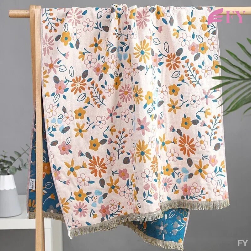 Пляжное полотенце с цветочной осенней рифмой и кисточкой 80*160 Большое хлопковое полотенце Aggcual для дома 4