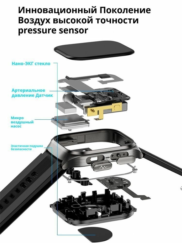 Смарт-часы dfg, с чипом ЭКГ ППГ, монитор сахара давления пульса, Bluetooth звонки, SOS, большой экран AMOLED — фото 1