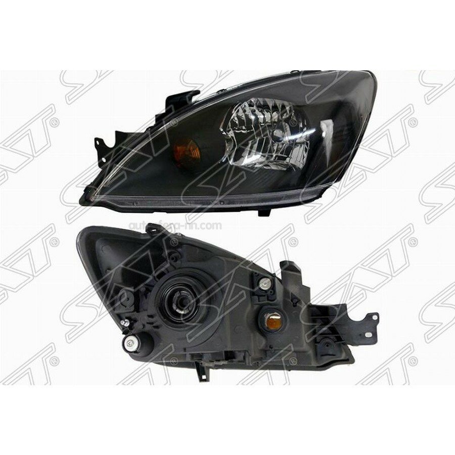 SAT ST2141172BL Фара Mitsubishi Lancer 02-10 (Слева/ Ручная регулировка/ чёрная)