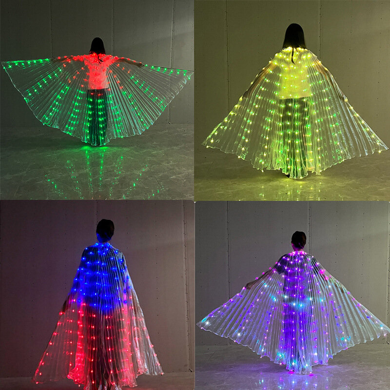 Танцевальные LED крылья, выдвижные бабочки, светящиеся крылья для взрослых, Хэллоуин, детский костюм для косплея, светящийся эльфийский костюм